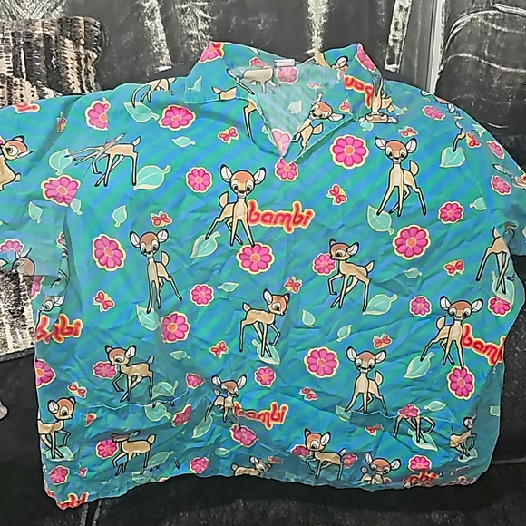 Disney | Tops | Disney Bambi Collar Scrub Top With 2 Pockets Unique Top ...